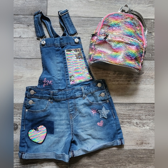 Jordache | Bottoms | Jordache Girls Sequin Denim Overalls Children ...
